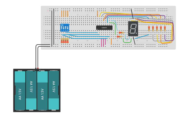 Circuit design BCD to 7 Segment Display - Tinkercad