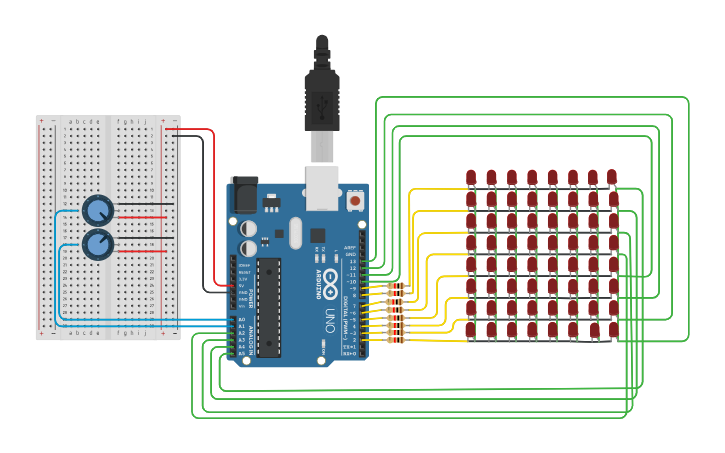Circuit design Led Matrix - Tinkercad