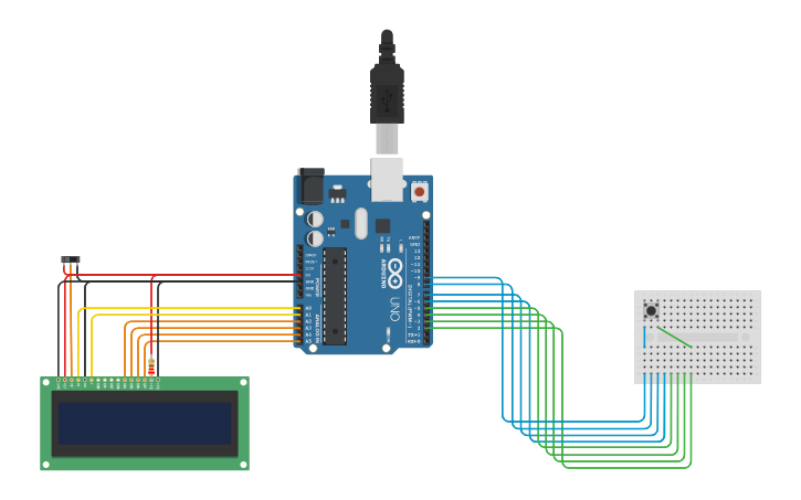 Circuit design Pantalla LCD con pulsador - Tinkercad