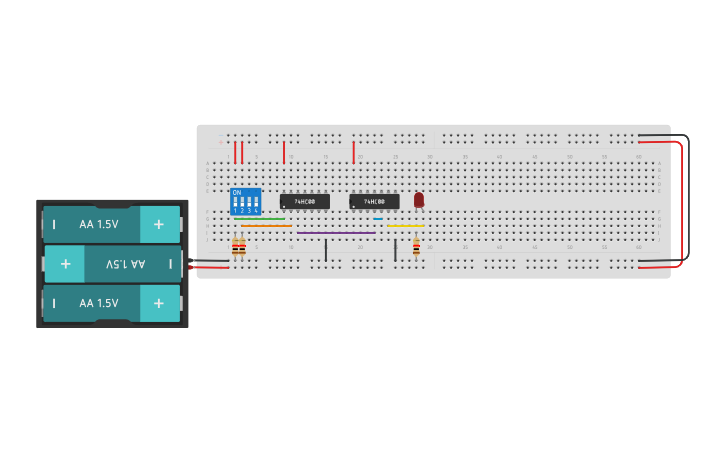 Circuit design Compuerta NAND a AND | Tinkercad