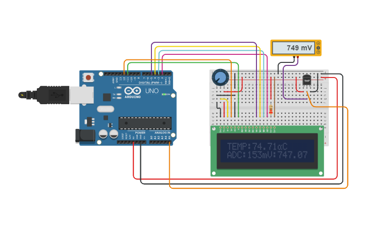 Circuit design LM35 - Tinkercad