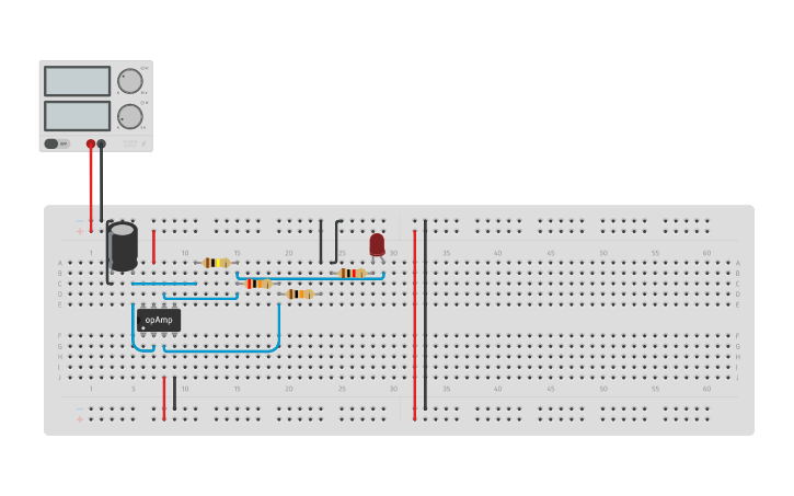 Circuit design Astable Multivibrator (Op-Amp 741) | Tinkercad