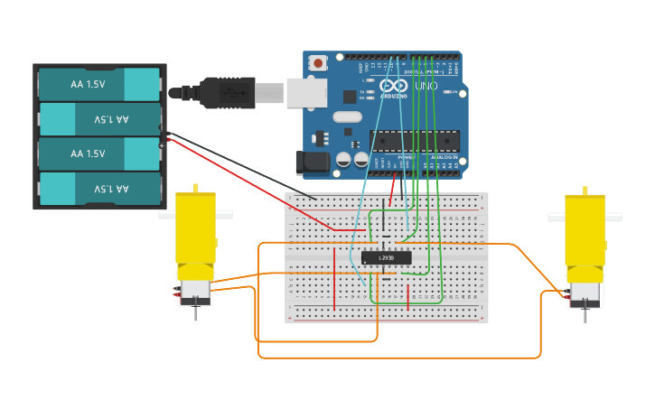 Circuit design 2WD-Robot-RC - Tinkercad