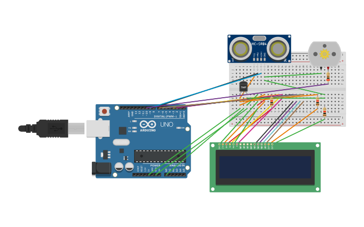 Circuit design Arduino Minor project using 2 sensors - Tinkercad