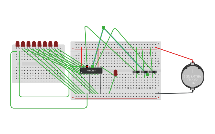 Circuit design 74hc595 - Tinkercad