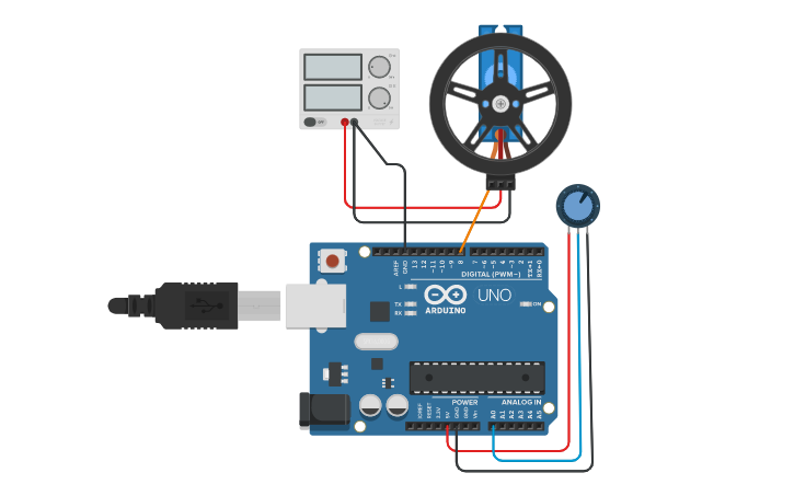 Circuit design Uno Continuous Rotational Servo - Tinkercad
