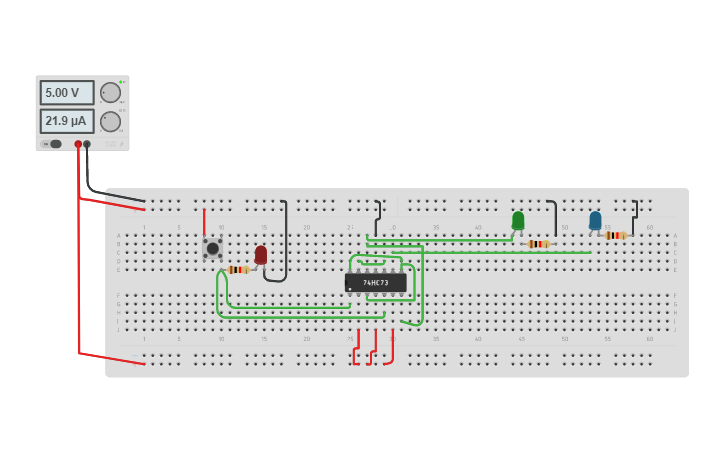 Circuit design J K FLIP FLOP - Tinkercad