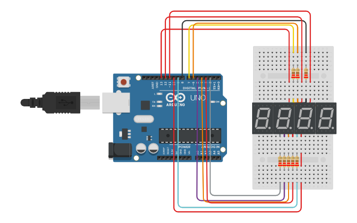 Circuit design 7 Segment - Tinkercad