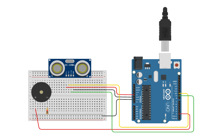 Circuit design Arduino Sonar - Tinkercad