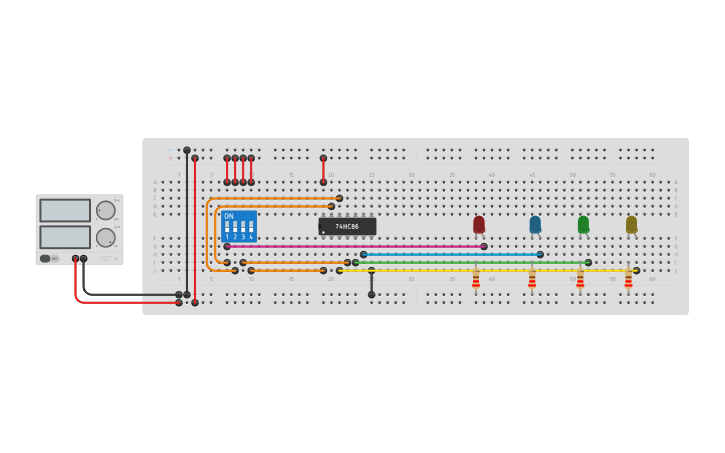 Circuit design Gray Code to Binary Converter | Tinkercad