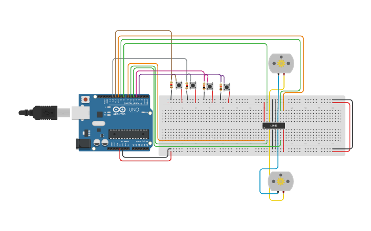 Circuit design Motores com L293D - Tinkercad