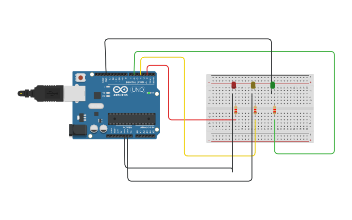 Circuit design Traffic lights Start | Tinkercad