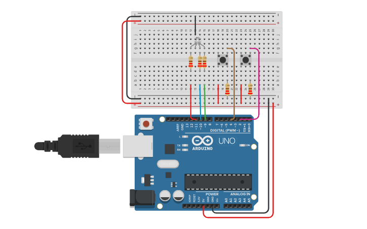 Circuit design CW3_Digital I/O-PWM | Tinkercad
