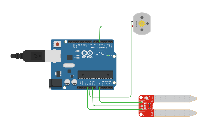 Circuit Design Auto Watering Plant Tinkercad