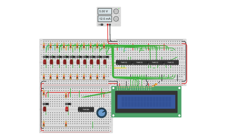 Circuit design Circuito lcd com teclado | Tinkercad