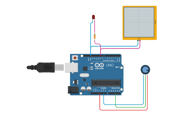 Circuit design Aufgabe 2 Arduino Uno PWM - Tinkercad