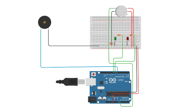 Circuit design Sensor de gás | Tinkercad