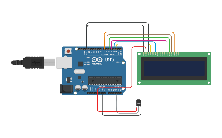 Circuit design Digital Thermometer - Tinkercad