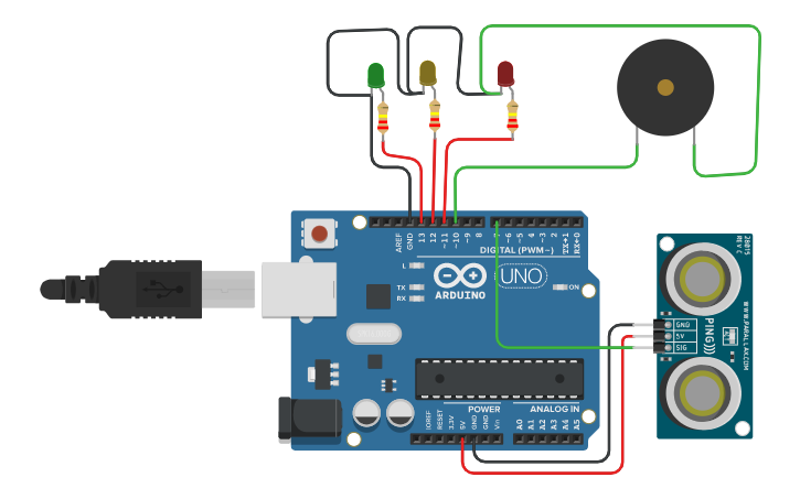 Circuit design smart parking system - Tinkercad
