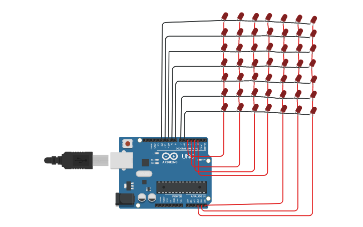 Circuit design LED Multiplexing column - Tinkercad