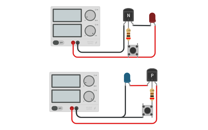 Circuit design NPN - PNP Examples - Tinkercad