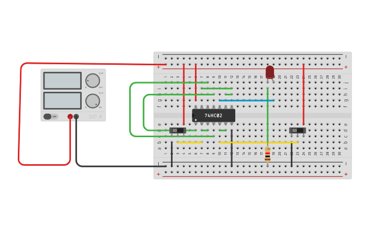 Circuit design NAND using NOR | Tinkercad