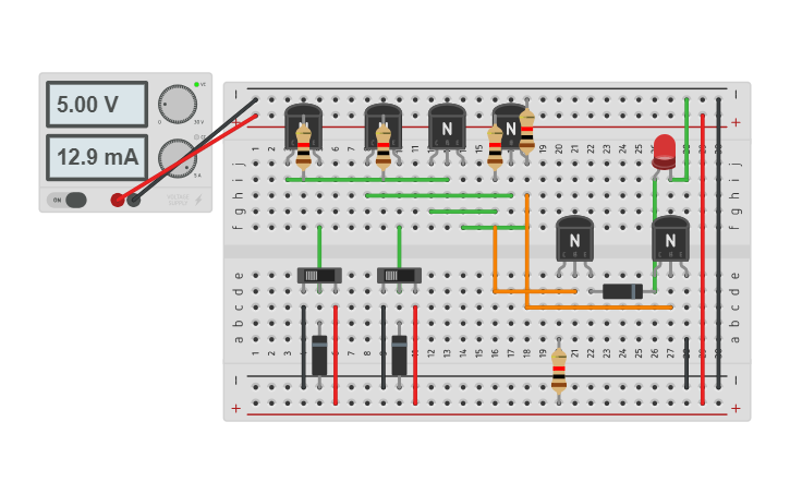 Circuit design TTL NOR - Tinkercad