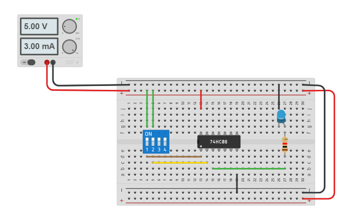 Circuit design Exp 1:Familiarization of Logic AND Gate - Tinkercad