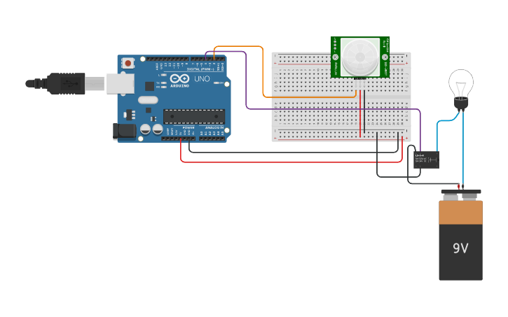 Circuit Design Sensor De Presença Tinkercad