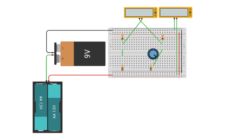 Circuit design Puente de Wheatstone - Tinkercad