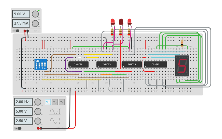 Circuit design synchronous up counter - Tinkercad