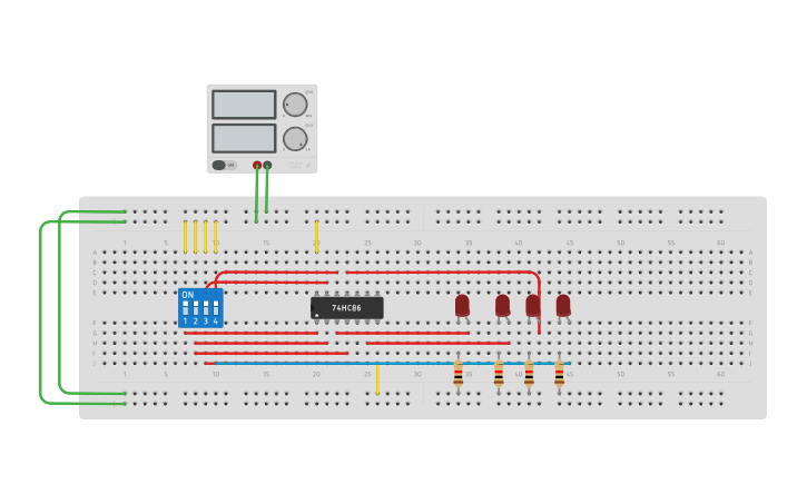 Circuit design BINARY CODE TO GRAY CODE | Tinkercad