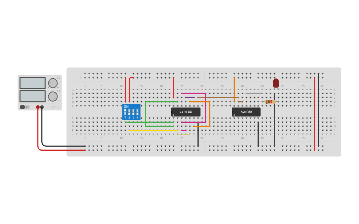 Circuit design X-NOR gate using NAND gate - Tinkercad