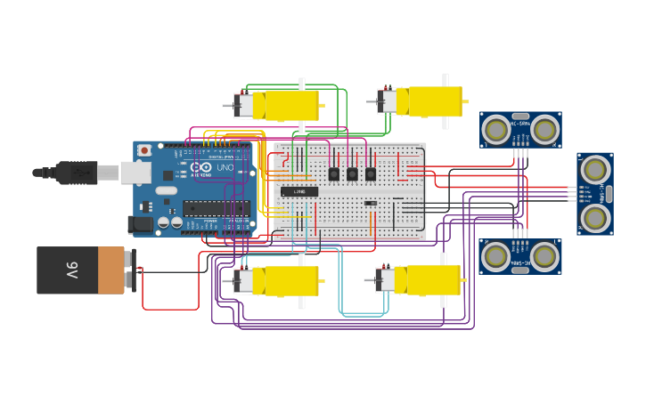Circuit design Minisumo - Tinkercad