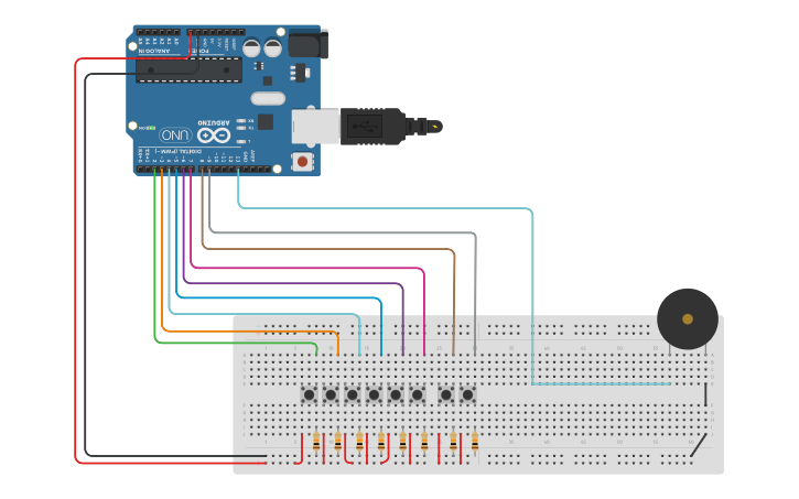 Circuit design Activity 2. Arduino piano with buzzer and push buttons ...