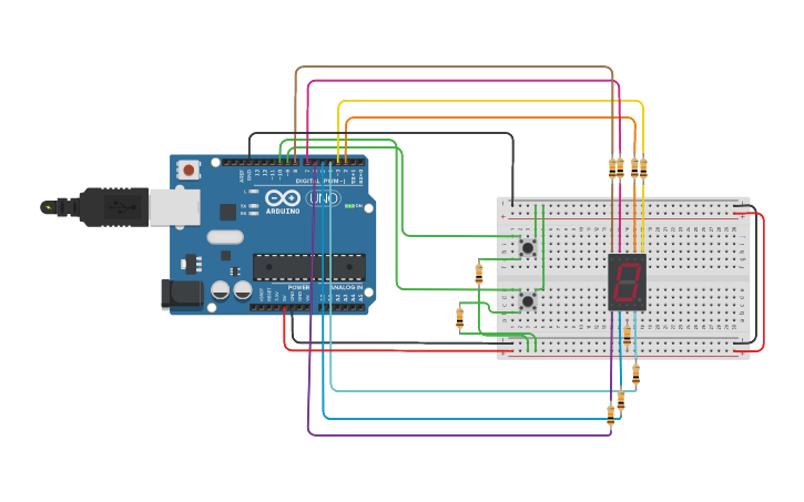 Circuit design Contador con Arduino | Tinkercad
