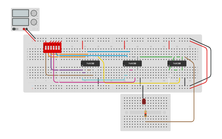 Circuit design 4x1 MUX - Tinkercad