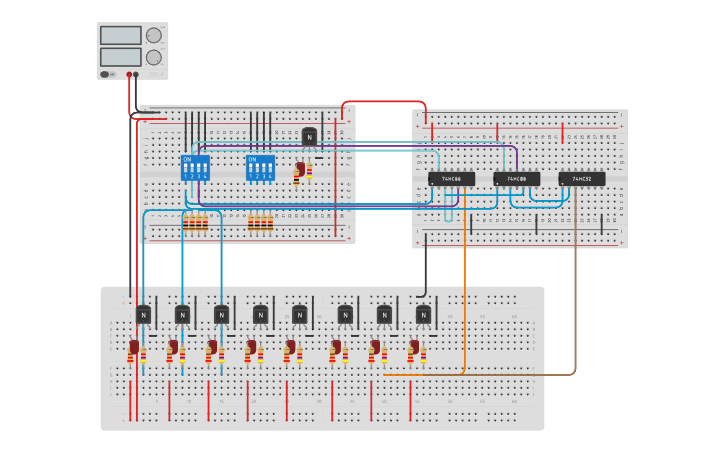 Circuit design TP2 Additionneur - Tinkercad