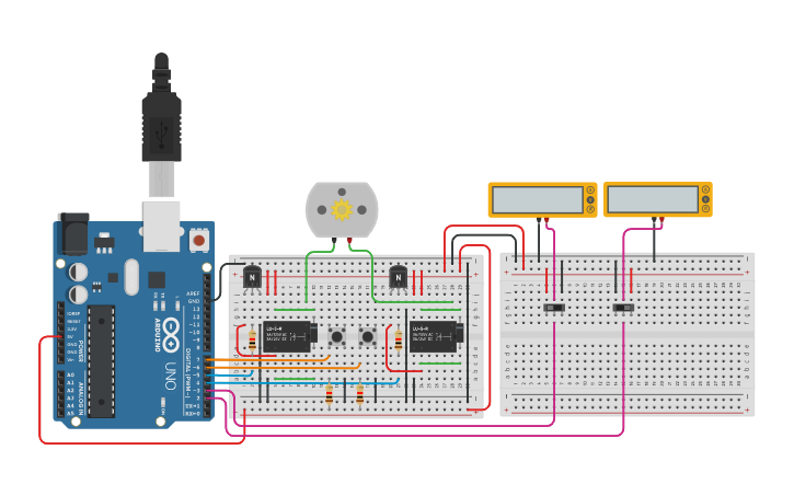 Circuit design Ponte H com reles | Tinkercad