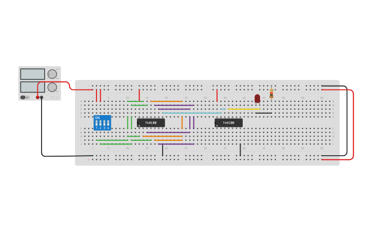 Circuit design XNOR gate using NAND gate - Tinkercad