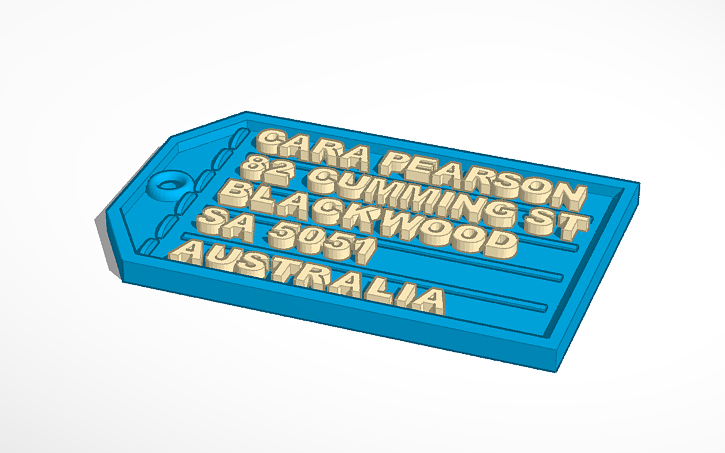 3D design Cara bag tag - Tinkercad