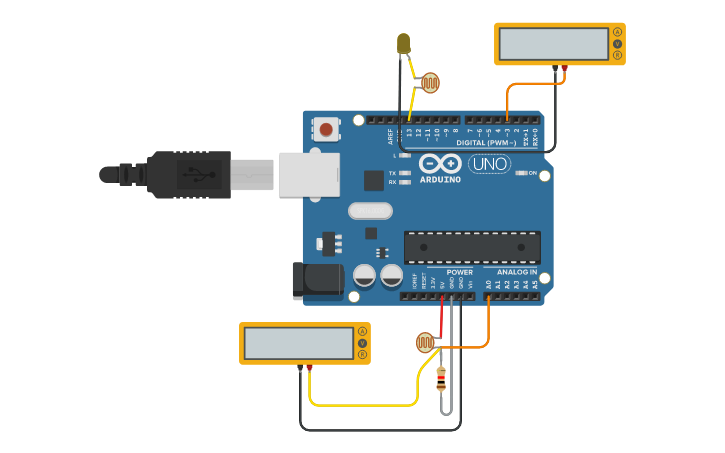 Circuit design 6. Photoresistor, Serial monitor | Tinkercad