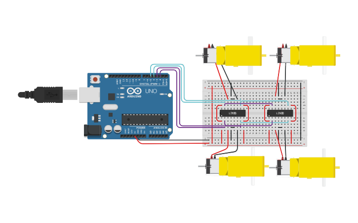 Circuit design carro 4x4 | Tinkercad