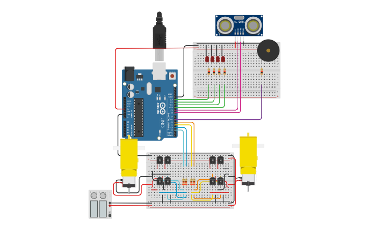 Circuit design Diseño evasor de obstáculos | Tinkercad