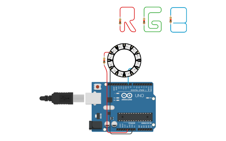 Circuit design RGB Ring - Tinkercad