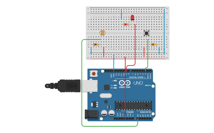 Circuit design 11c_Photoresistor_while loop iteration - Tinkercad