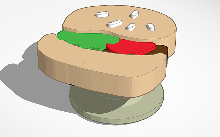 3D design Burger croc charm - Tinkercad