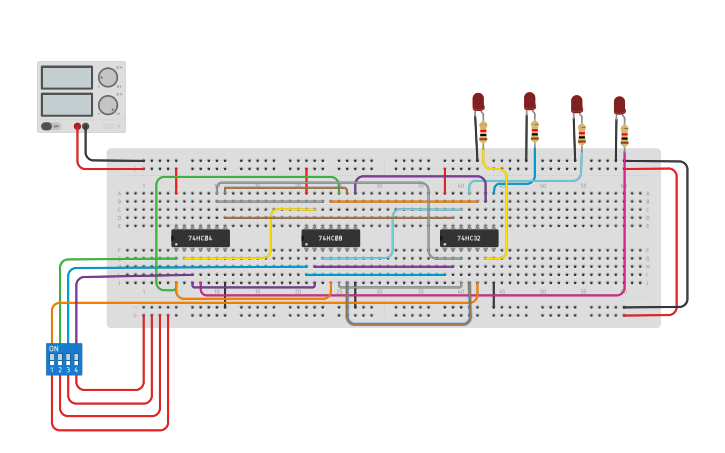 Circuit design BCD To EXCESS-3 - Tinkercad