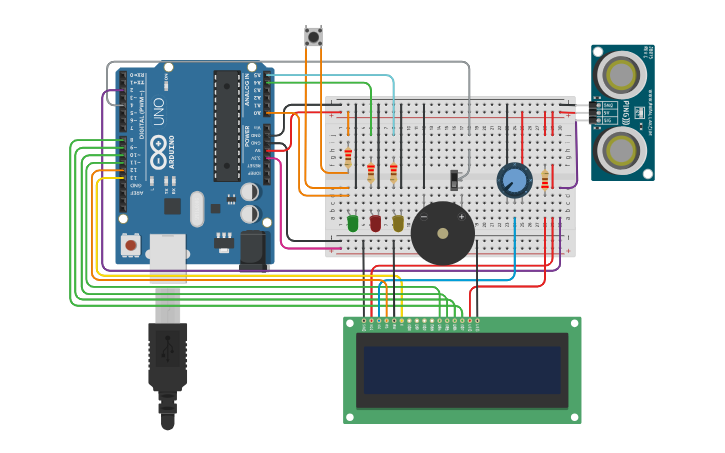Circuit Design Arduino Door Monitoring System With Ultrasonic Object