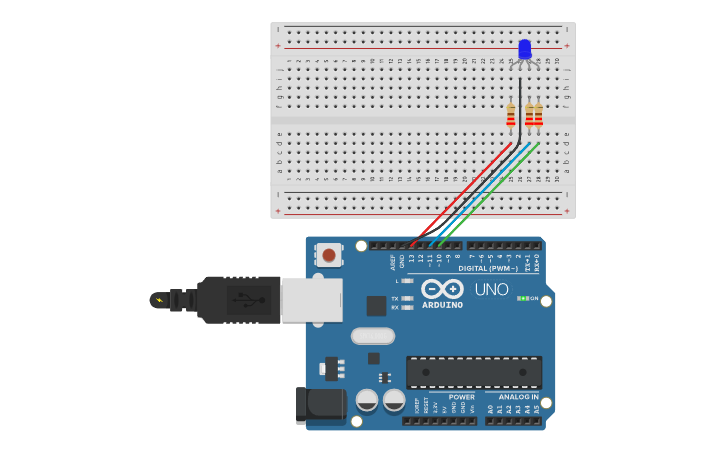 Circuit design 18a_RGB LED Color Mixing - Tinkercad